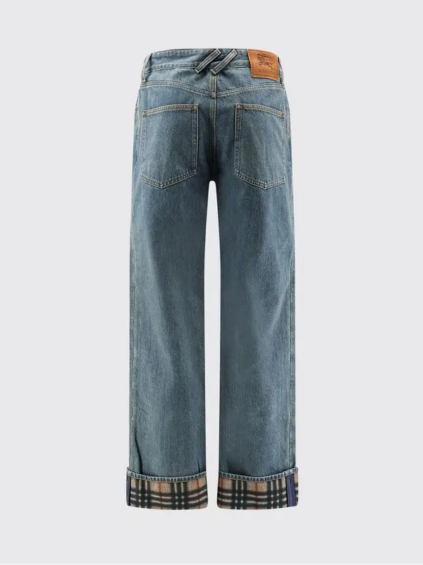 Burberry Cotton Denim Wide Leg Jeans - Blue
