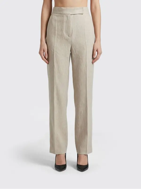 Max Mara Linen Straight Trousers - Grey
