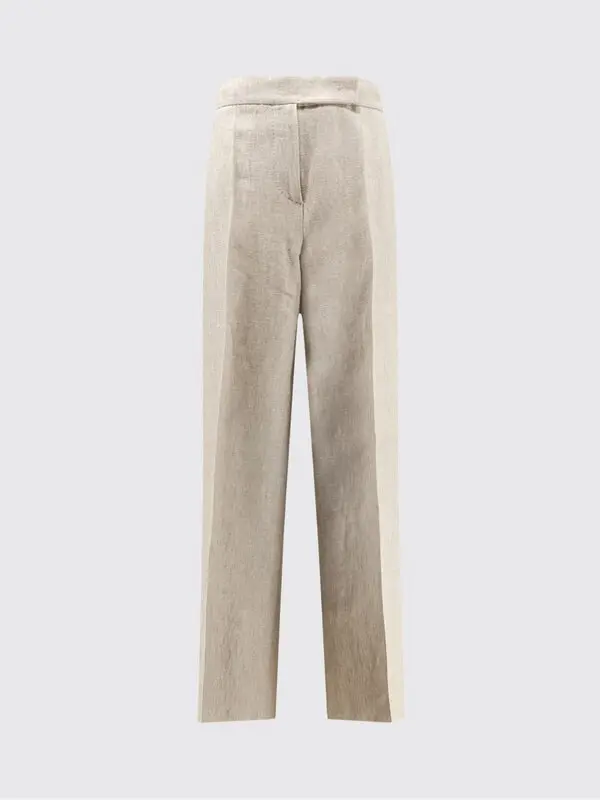 Max Mara Linen Straight Trousers - Grey