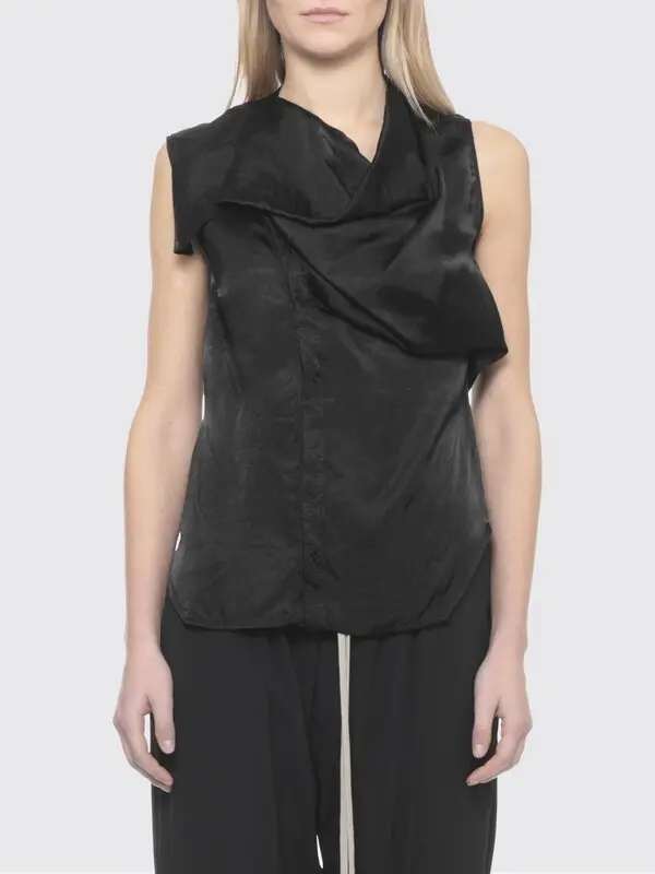 Rick Owens Sleeveless Cupro High Neck Top - Black