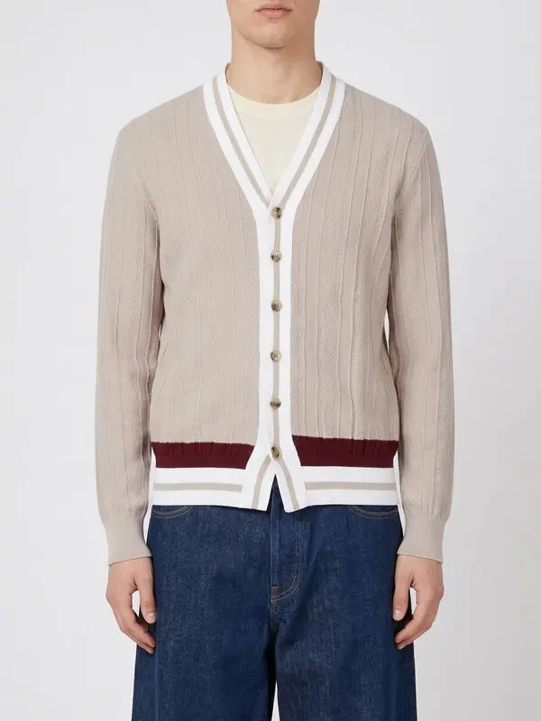 Dries Van Noten Ribbed V-neck Cardigan - Nude