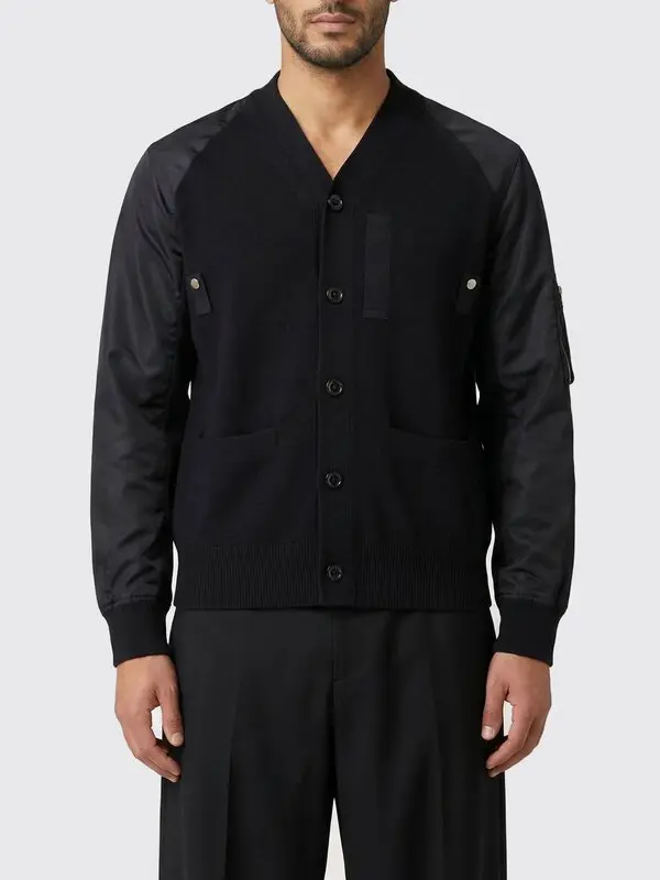 Sacai Cotton Blend V-neck Cardigan - Black