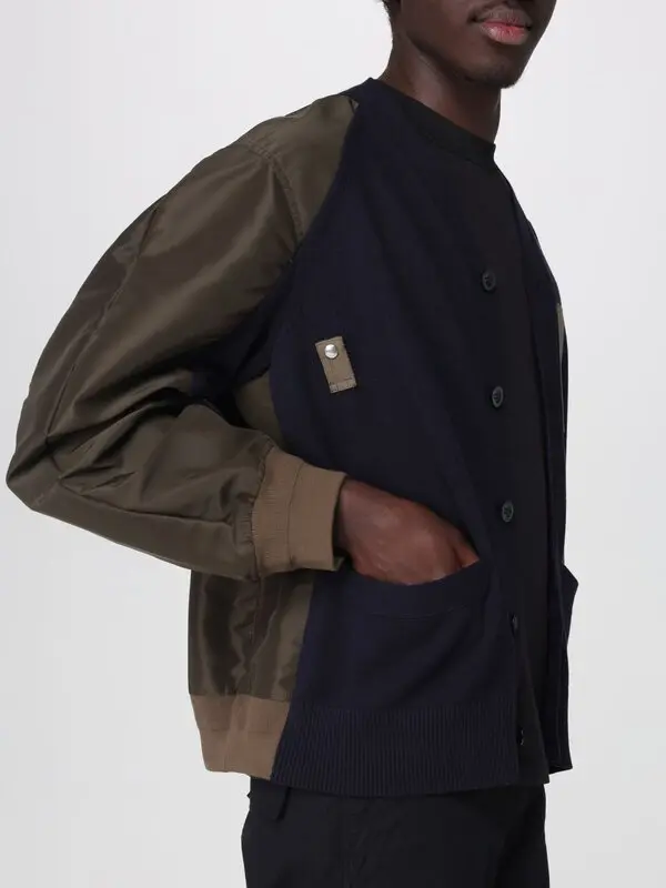 Sacai Cotton Blend V-neck Cardigan - Navy