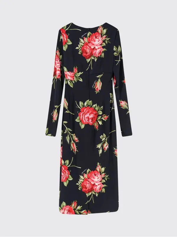 Dolce & Gabbana Floral Print Sweetheart Neck Sheath Midi Dress