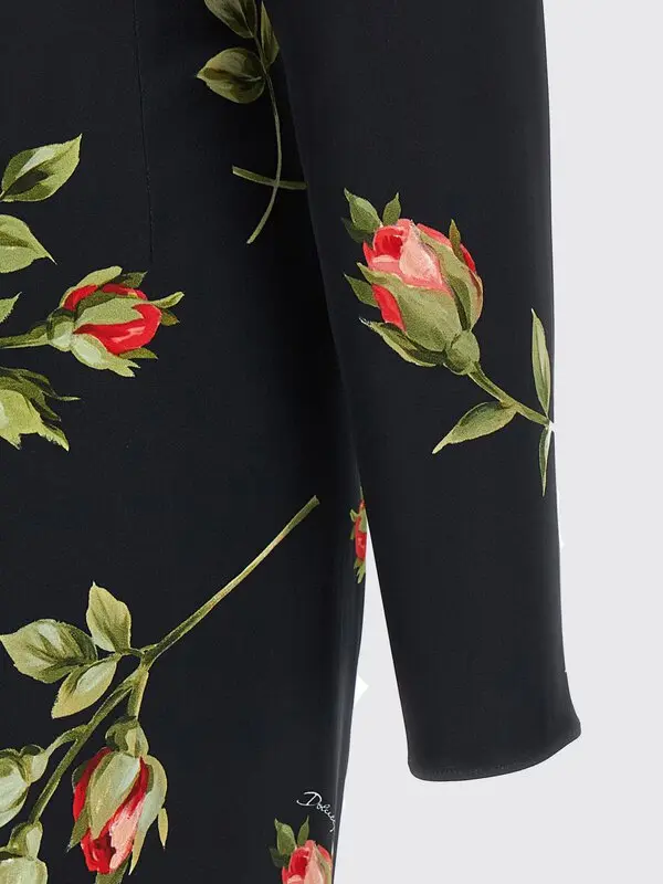 Dolce & Gabbana Floral Print Sweetheart Neck Sheath Midi Dress