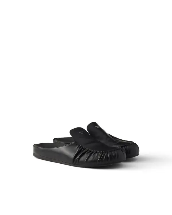 Prada Leather Mules - Black