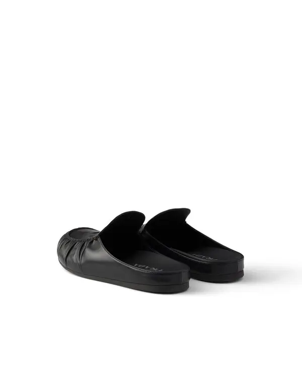Prada Leather Mules - Black