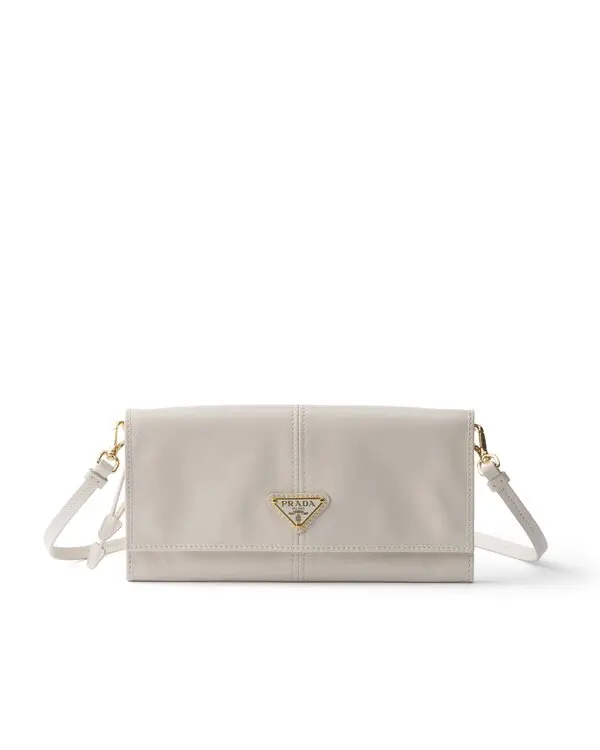 Prada Leather Wallet With Shoulder Strap - White