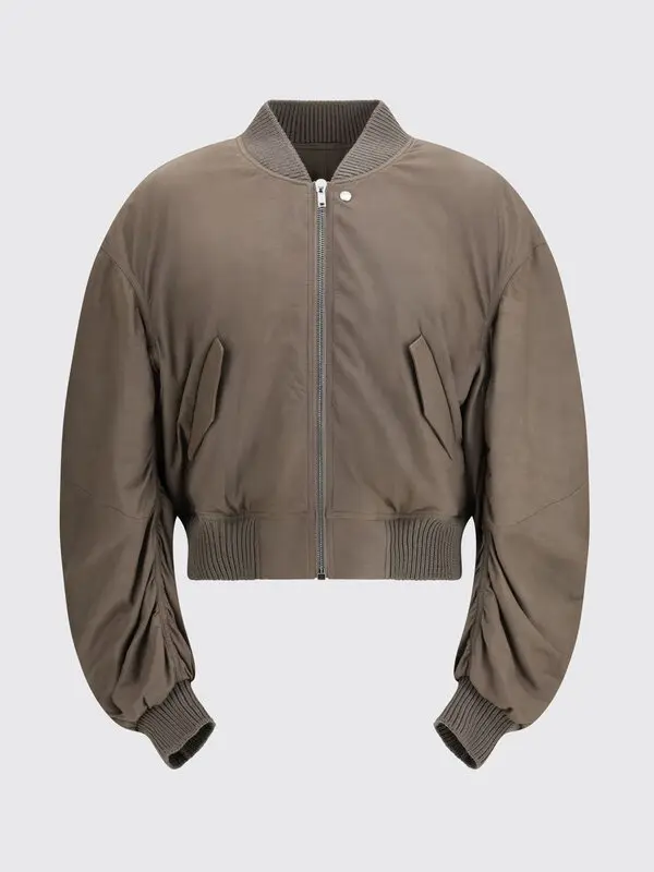 Rick Owens Leather Bomber Jacket - Grey