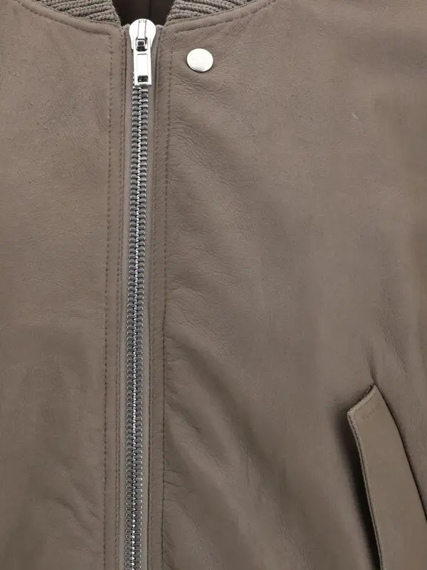 Rick Owens Leather Bomber Jacket - Grey