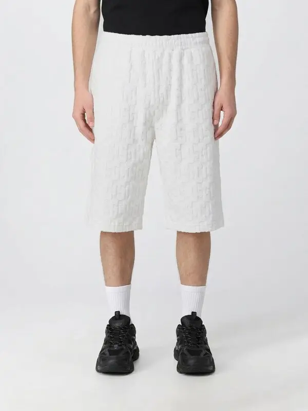 Gcds Terry Cloth Sports Shorts With Jacquard Logo - White