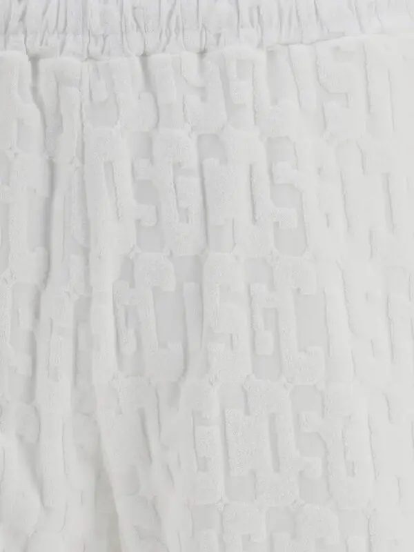 Gcds Terry Cloth Sports Shorts With Jacquard Logo - White