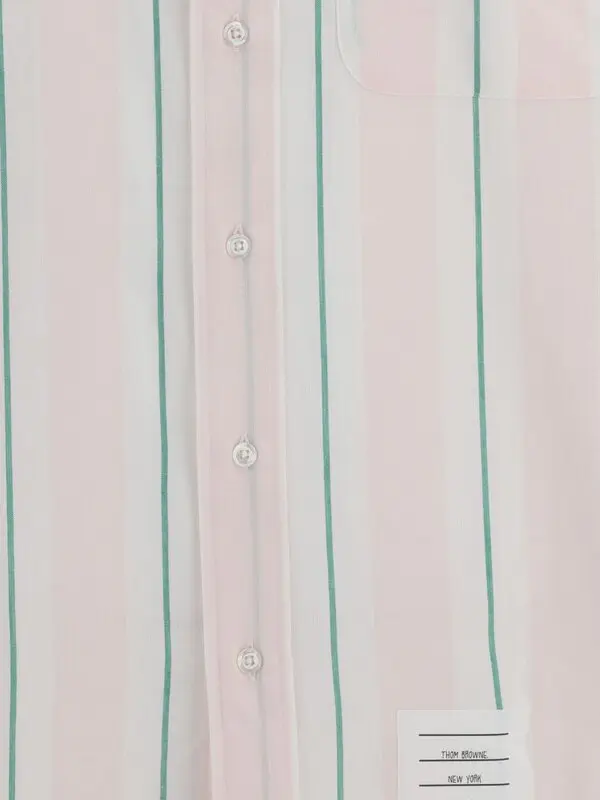 Thom Browne Striped Cotton Casual Shirt - Pink