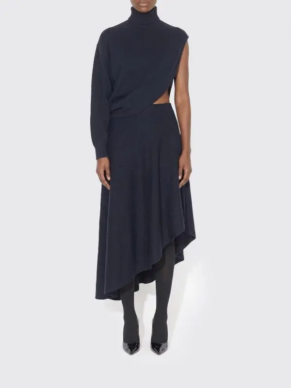 Alaïa Asymmetric Virgin Wool Knit Dress - Blue