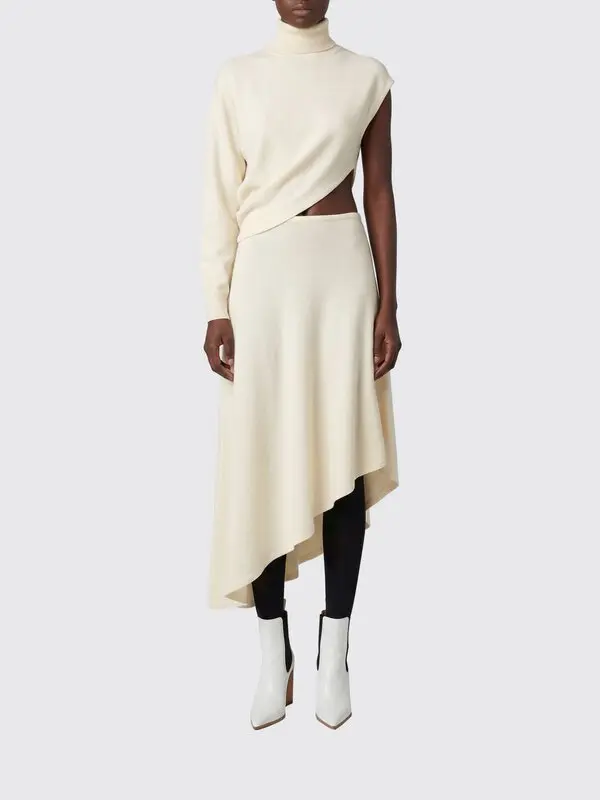 Alaïa Asymmetrical Cut-out Turtleneck Dress - White