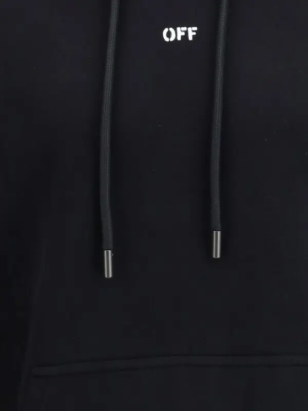 Off-White Cotton Hoodie With Logo Detail - Black