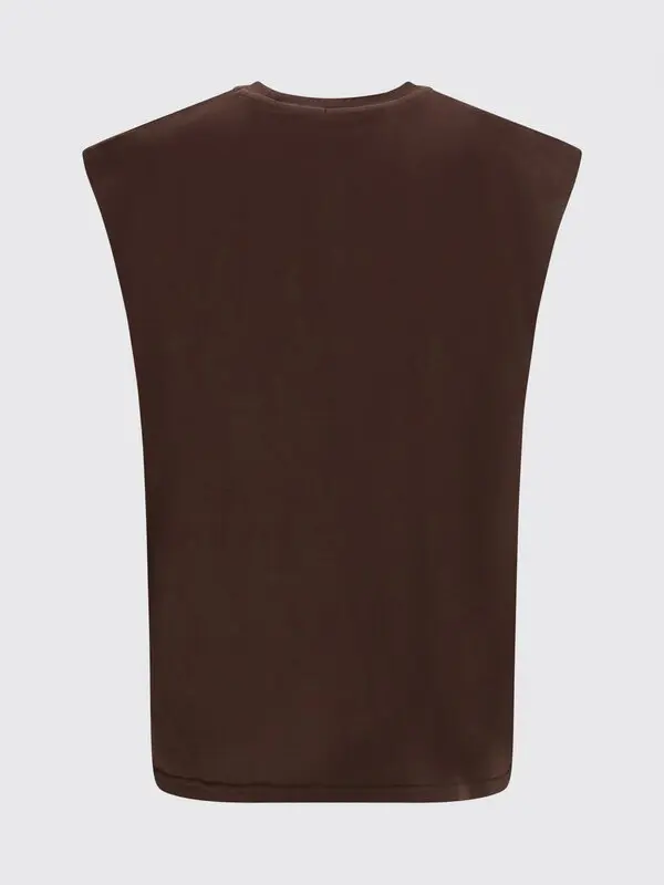Gcds Sleeveless Top In Cotton With Logo - Coffee