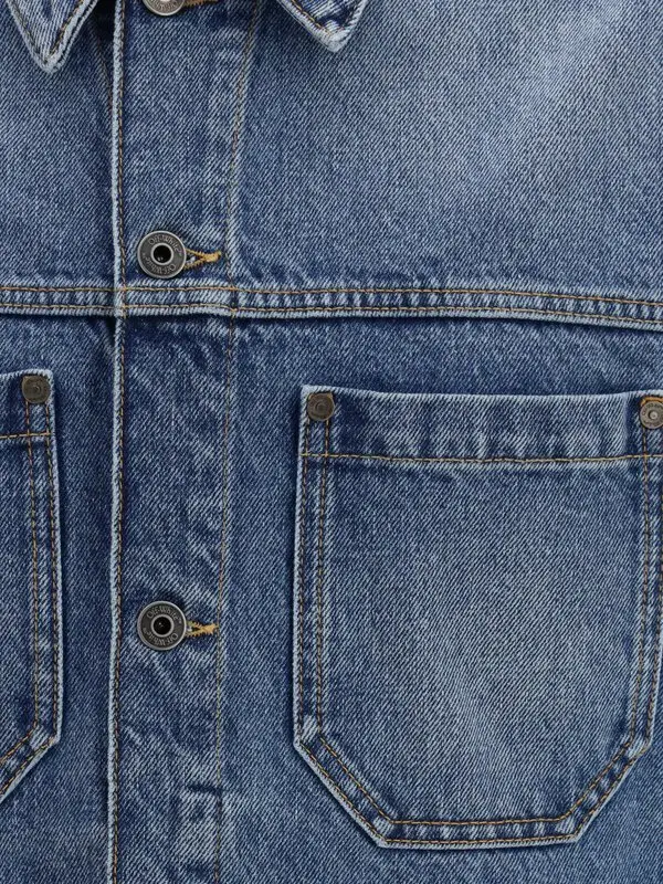 Off-White Denim Jacket With Arrow Logo - Gnawed Blue