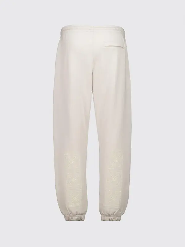 Off-White Jogging Trousers In Cotton With Logo - Beige