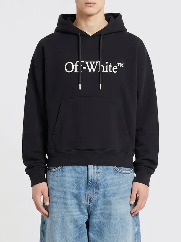 Off-White Cotton Hoodie - Black