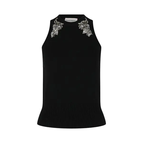 Alexander McQueen Crystal Embellished Racerback Tank Top