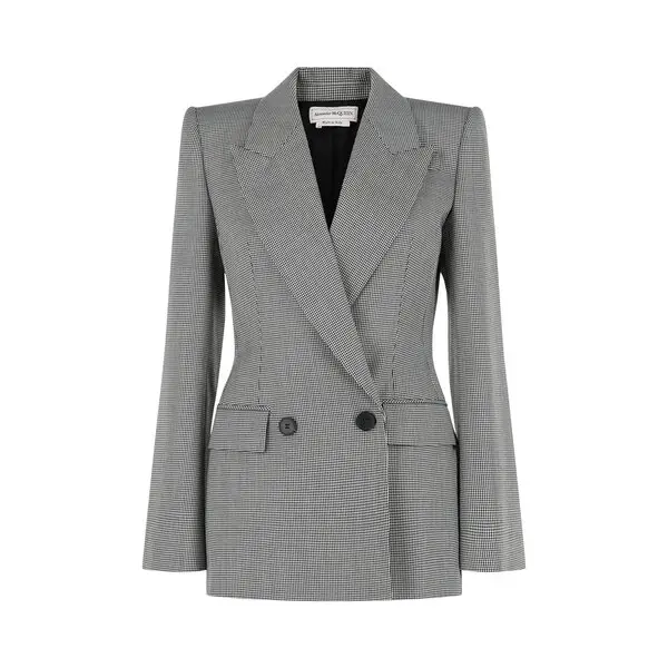 Alexander McQueen Houndstooth Double-breasted Blazer