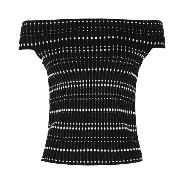 Alexander McQueen Off-the-shoulder Stitch Dot Crop Top