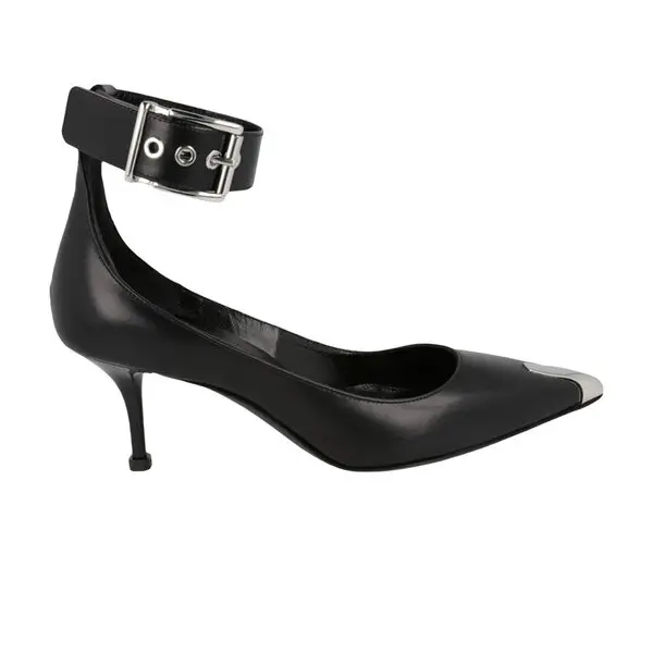 Alexander McQueen Buckle Leather Heel - Black