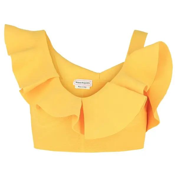 Alexander McQueen Ruffled Asymmetrical Cropped Top - Yellow