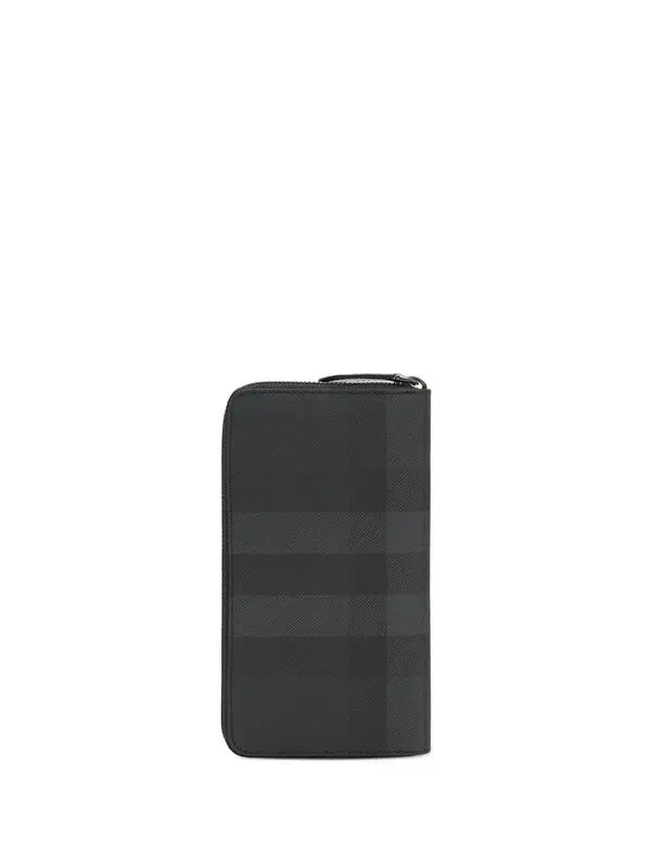 Burberry Check Leather Zip-around Wallet