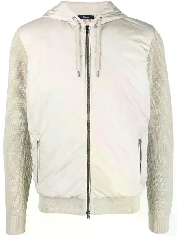 Herno Panelled Zipped Hooded Jacket - Neutrals