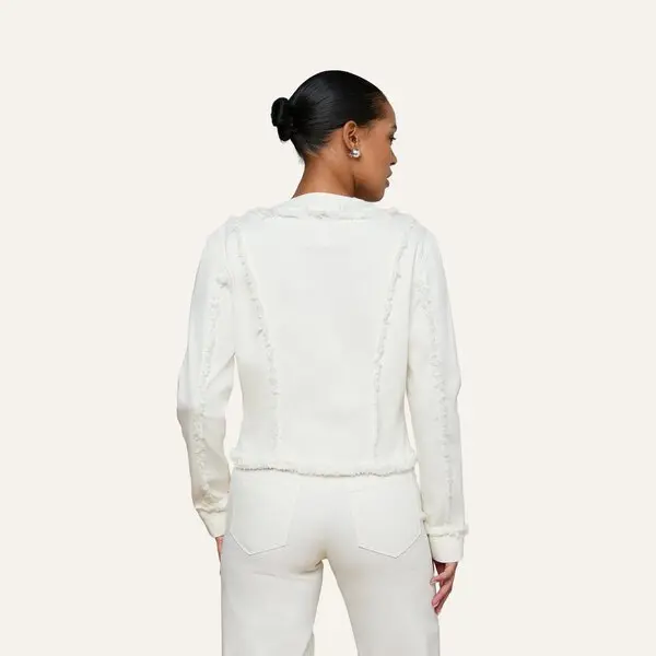 L'Agence Yarin Collarless Fray Jacket