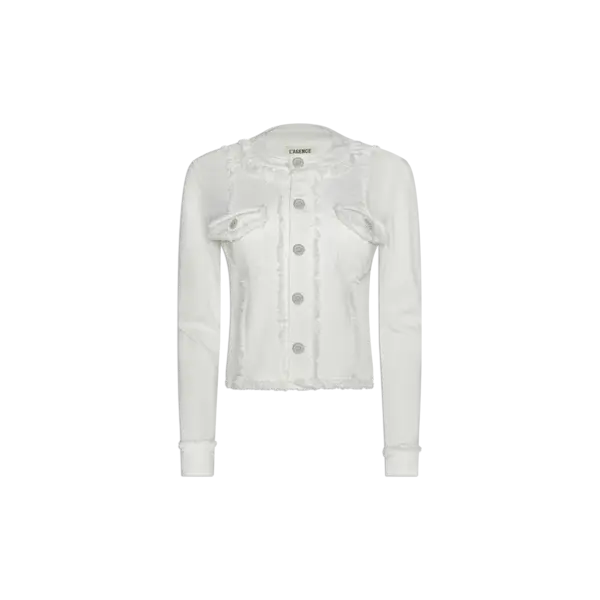 L'Agence Yarin Collarless Fray Jacket