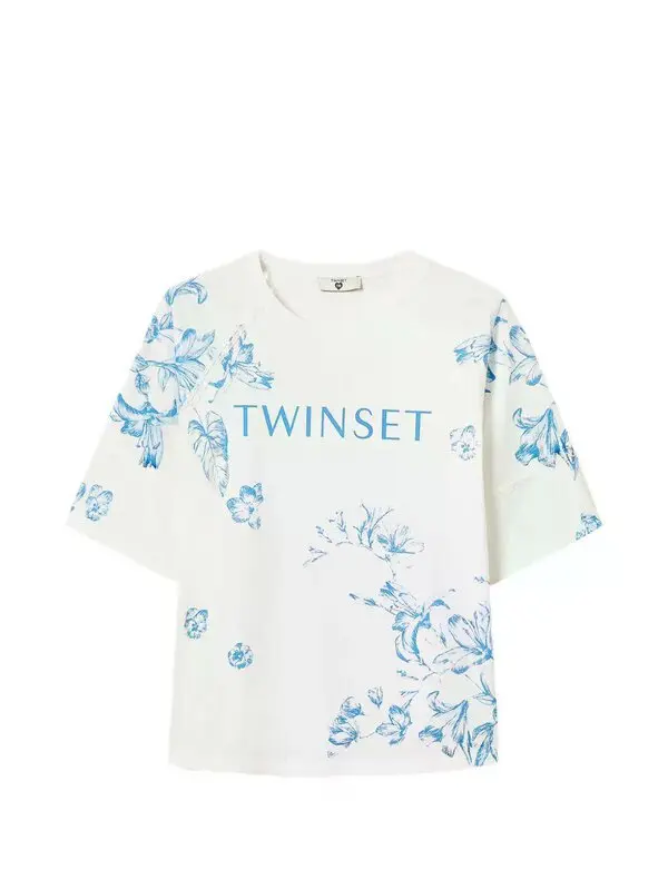 TWINSET Floral-print T-shirt - White