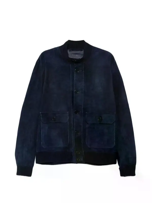 SALVATORE SANTORO Suede Bomber Jacket - Blue