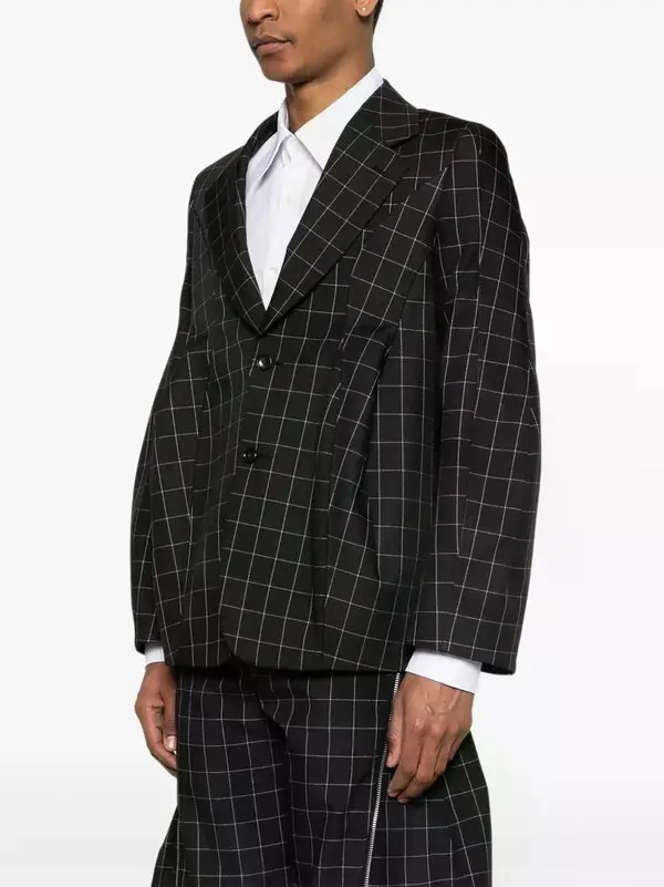 Comme Des Garçons Windowpane Check Tailored Blazer