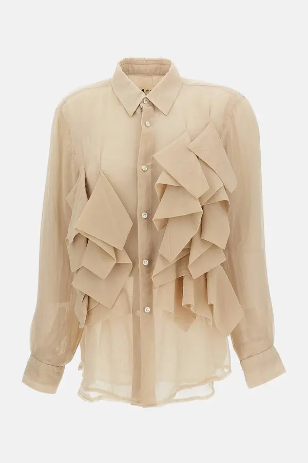 Comme Des Garçons Double Ruffle Shirt - Beige