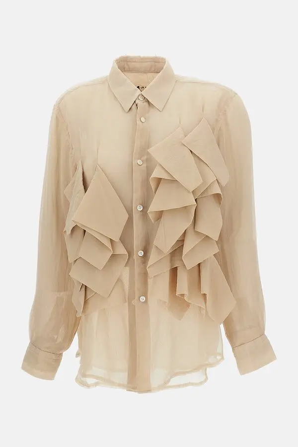 Comme Des Garçons Double Ruffle Shirt - Beige
