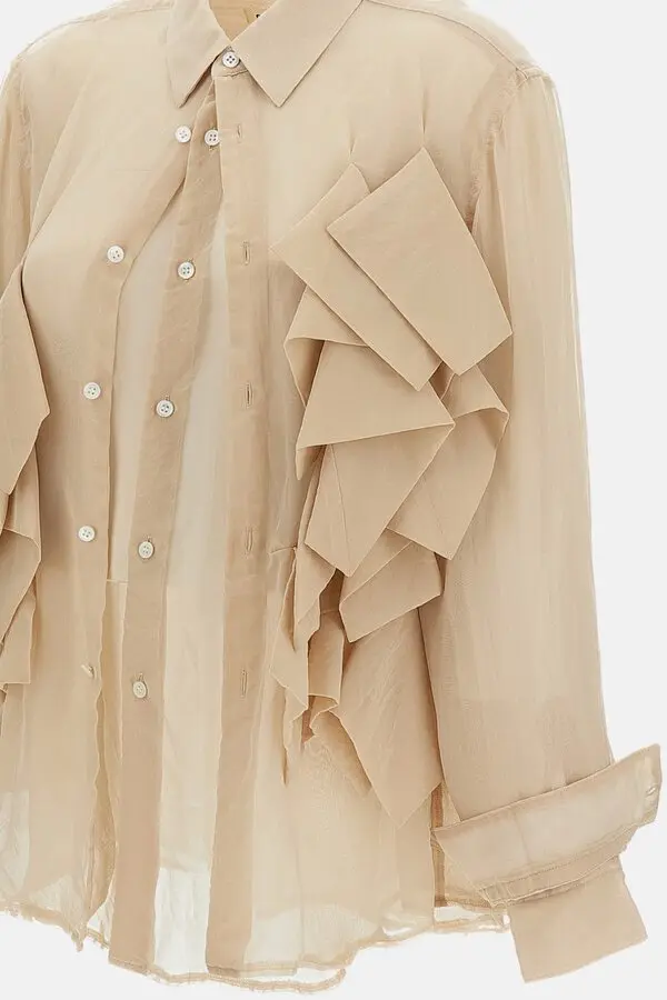 Comme Des Garçons Double Ruffle Shirt - Beige