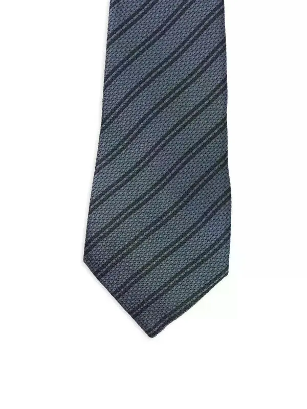 Zegna Silk Striped Neck Tie - Blue