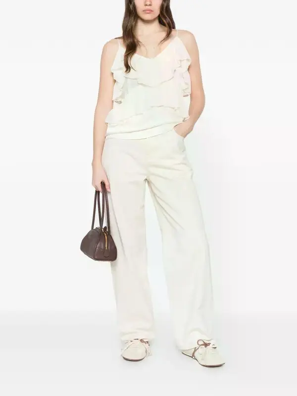 Dixie Ruffled V-neck Top - Neutrals