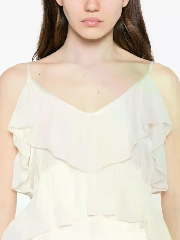 Dixie Ruffled V-neck Top - Neutrals