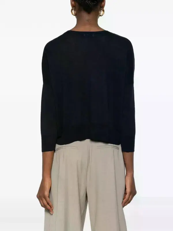 BASE Crew-neck Fine Knit Sweater - Blue