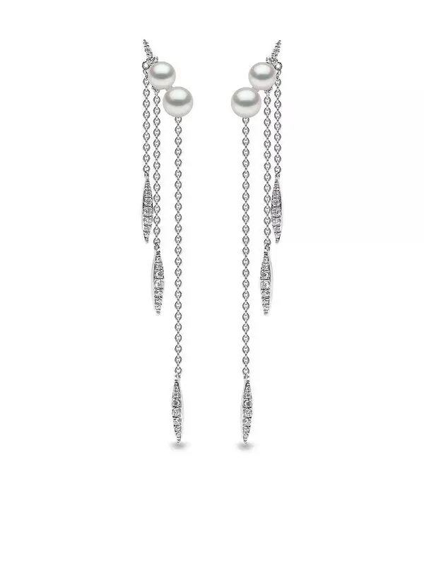 Yoko London 18kt White Gold Pearl And Diamond Earrings - Silver