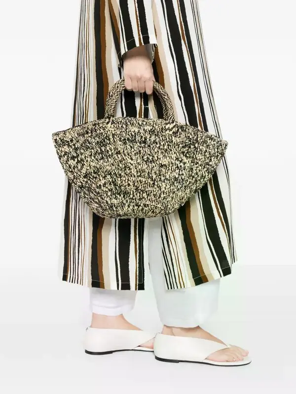 IBELIV Woven Top Handle Raffia Tote Bag - Black