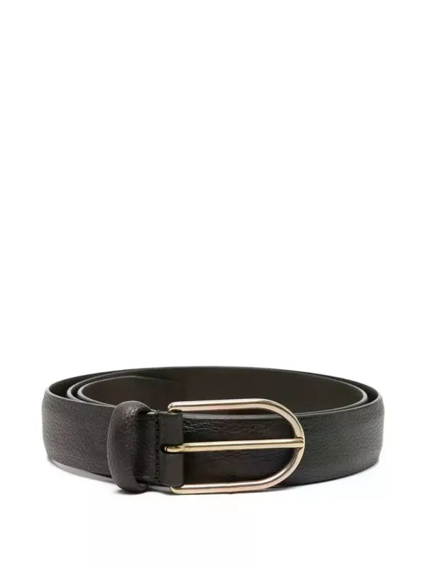 DELL'OGLIO Textured Leather Belt - Brown