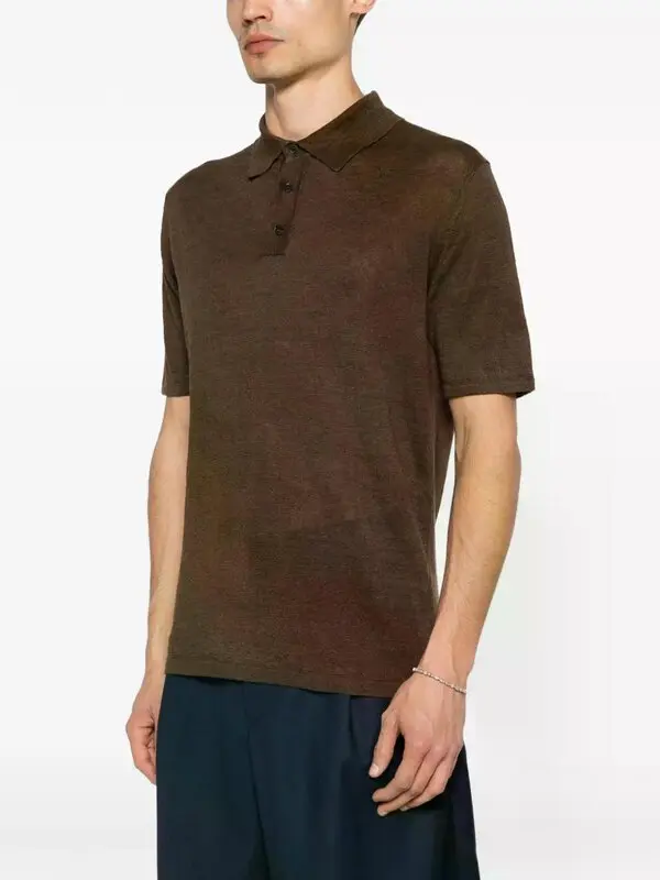 ROBERTO COLLINA Half-button Polo Shirt - Brown