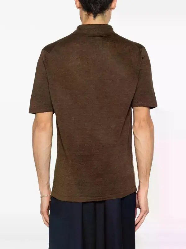 ROBERTO COLLINA Half-button Polo Shirt - Brown