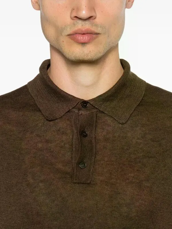 ROBERTO COLLINA Half-button Polo Shirt - Brown
