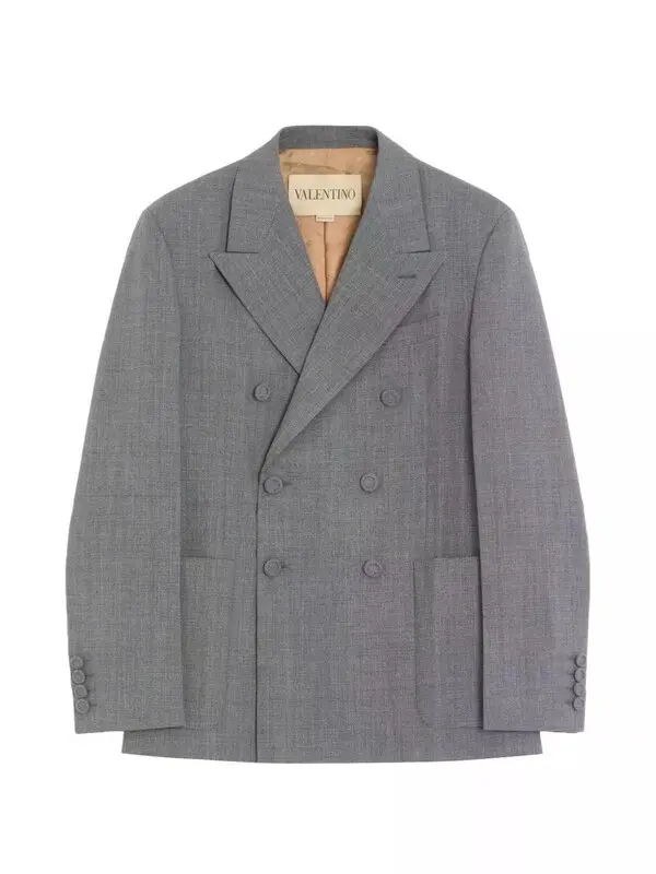 Valentino Garavani Double-breasted Jacket In Mouliné Wool With Pressed Crease